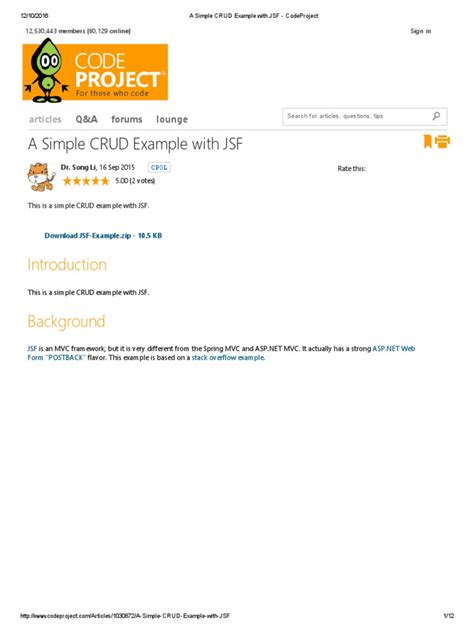 A Simple Crud Example With Jsf Codeproject Pdf Java Server Faces Java Servlet
