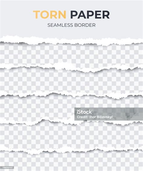 매끄러운 찢어진 종이 층 분리 흰색 투명한 배경 줄무늬 세트입니다 사실적인 템플릿 심플한 모던 한 디자인 플랫 스타일 벡터 그림입니다 구멍에 대한 스톡 벡터 아트 및 기타
