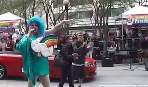 Seattle Drag Queen Mama Tits Confronts Christian Protesters At Pride