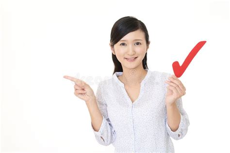 Woman With A Check Mark Stock Photo Image Of Beautiful