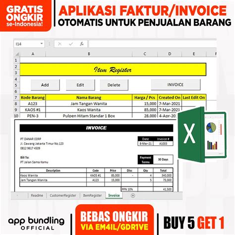 Jual Aplikasi Faktur Invoice Otomatis Excel Untuk Penjualan Barang Shopee Indonesia