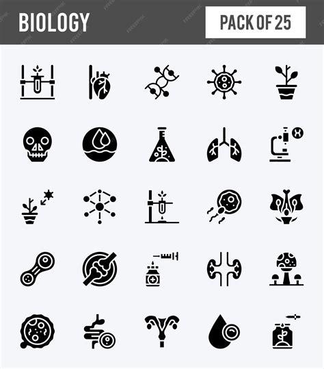 Premium Vector 25 Biology Glyph Icons Pack Vector Illustration