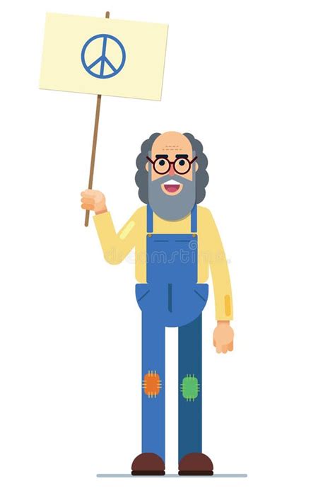 Illustration Of A Smiling Hippie With The Peace Symbol Stock Vector