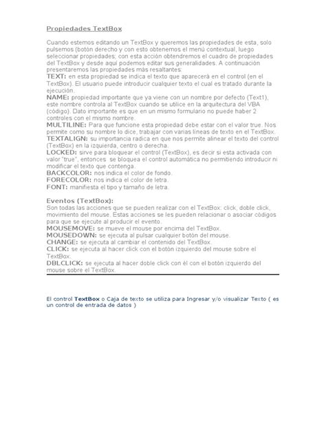 El Control Textbox O Caja De Texto Se Utiliza Para Ingresar Yo
