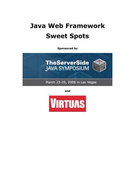 Java Web Frameworks Sweetspots Pdf Web Development Internet
