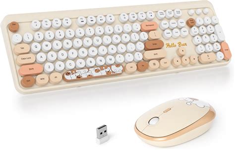 Sbockeeb Wireless Typewriter Keyboard And Mouse Combo Retro 104 Key Full Size Office