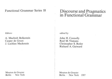 Pdf Cohesion In Functional Grammar