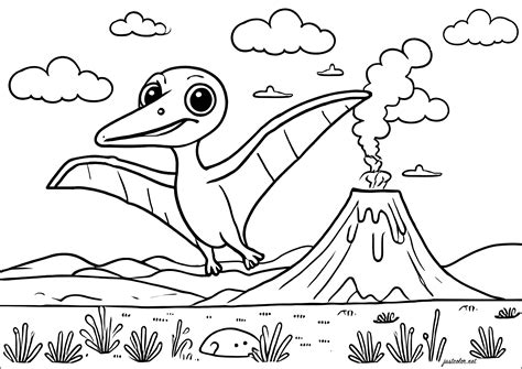Volcano Dinosaur Coloring Pages
