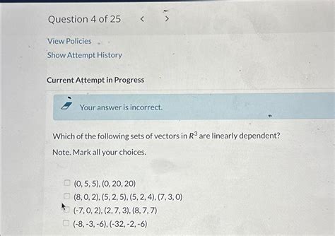 solved question 4 ﻿of 25view policiesshow attempt
