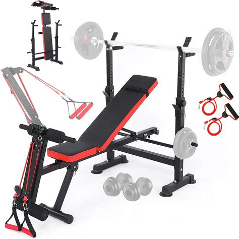 Krisrate 3s Fast Folding All In One Weight Bench Set 600lbs Home Gym