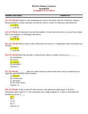 Business Statistics Assignment: Data Collection & Analysis | Course Hero