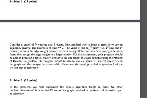 Solved Problem Points Consider A Graph Of V Vertices Chegg