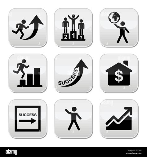 Success In Business Self Development Buttons Set Stock Vector Image