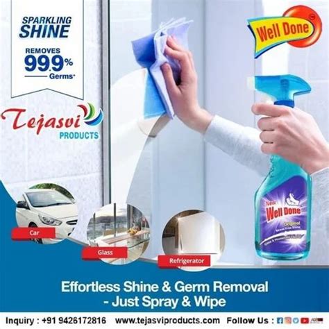 Trigger Spray Instant Shine Glass Cleaner Packaging Type Bottle