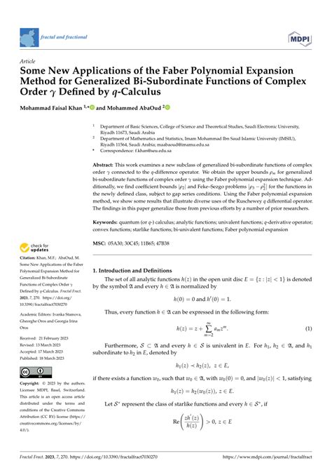 Pdf Some New Applications Of The Faber Polynomial Expansion Method