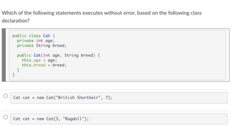 Solved Which Of The Following Statements Executes Without