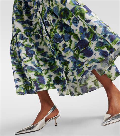 멀티컬러 플로럴 티어드 코튼 포플린 미디 드레스 Erdem Mytheresa