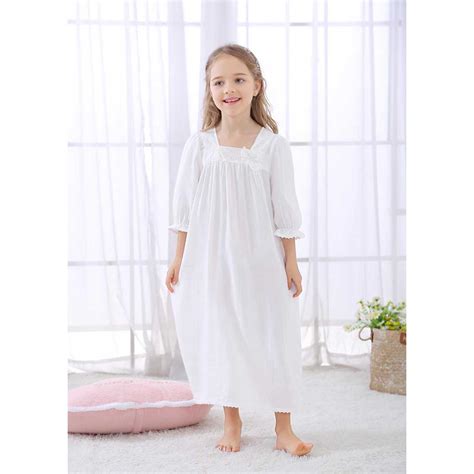 Buy Vintage Cotton Princess Girl Long Nightgowns Long Sleeve Sleepwear