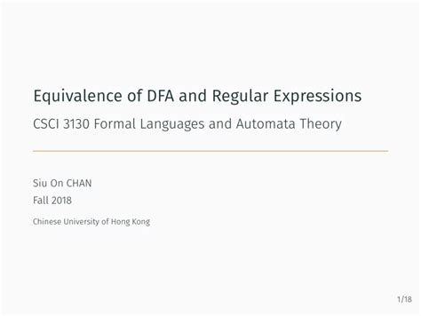 Ppt Equivalence Of Dfa And Regular Expressions Csci 3130 Formal