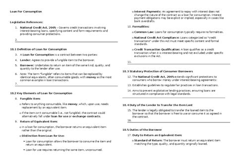 Lecture 1 Summary Business Transactions Law Loan For Consumption