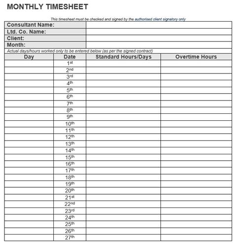 Free Monthly Timesheet Template Excel Word PDF Excel TMP