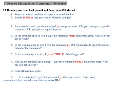 Solved 2 Process Management Commands 30 Marks 2 1 Running