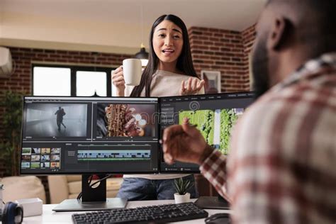 Creative Artists Team Working With Editing Software Stock Image Image Of Freelance People