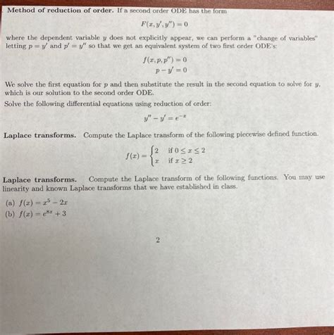 solved method of reduction of order if a second order ode