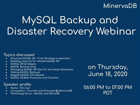 Shiv Iyer On Linkedin Mysql Mysqldba Mysqlbackup Mysqldr