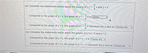 solved a ﻿complete the statements below about the graphs