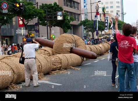 Giant Tug O War Rope On Street Naha Tug O War Festival Tsunahiki