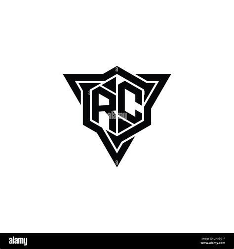 RC Letter Logo Monogram Hexagon Shape With Triangle Outline Sharp Slice Style Design Template