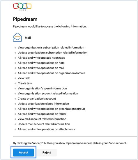 pipedream extension zoho mail