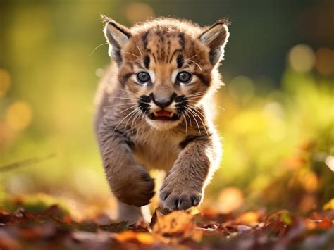Premium AI Image Closeup Of A Cute Puma Cub