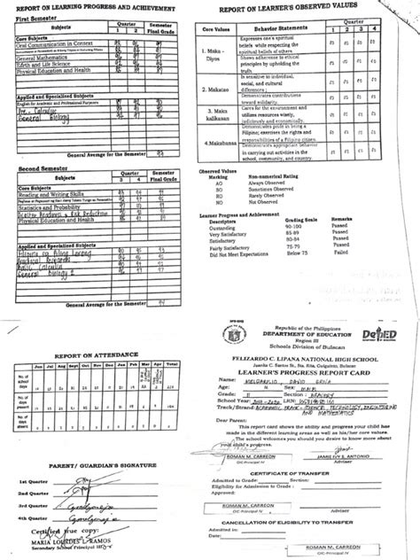 Card Gwa Grade 11 Pdf