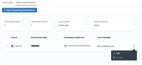 configure audit streaming harness developer hub