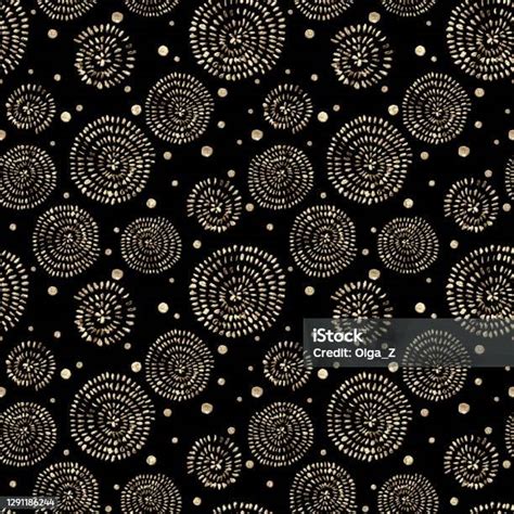 3d 골든 글리터 아크릴 나선형 원과 검은 배경에 물방울 무늬가있는 추상적 인 매끄러운 패턴 3차원 형태에 대한 스톡 벡터 아트 및 기타 이미지 Istock