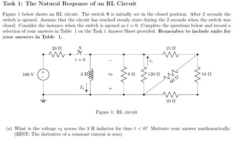 Solved Task The Natural Response Of An RL Circuit Figure Chegg