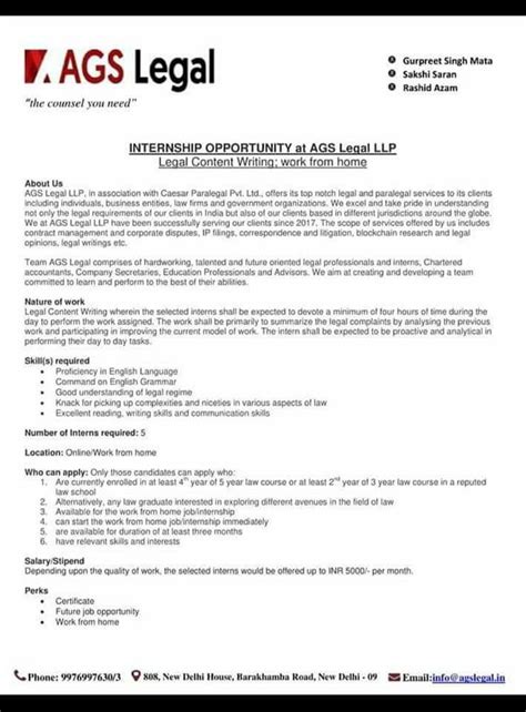 Sakshi Saran On Linkedin Internship Opportunity Open Part Time Work From Home Legal Writing