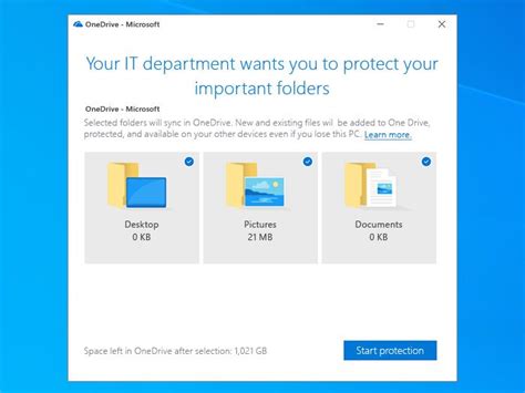 prompt users to move windows known folders to onedrive