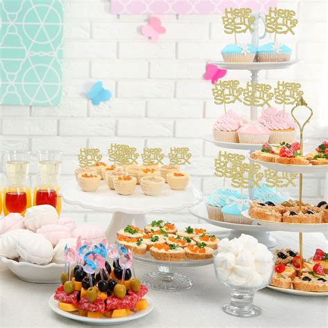 Buy Gyufise 24pcs Here For The Sex Cupcake Toppers Gold Glitter Gender