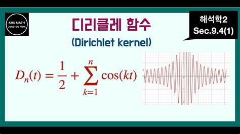 해석학2 94절1 디리클레 함수 Dirichlet Kernel In Fourier Series Youtube