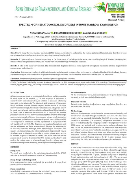 Pdf Spectrum Of Hematological Disorders In Bone Marrow Examination