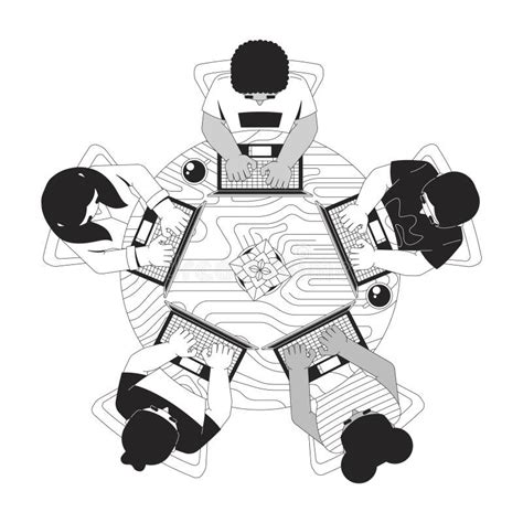 Hackathon Programming Group Top View Outline Illustration Stock Illustration Illustration Of