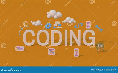 Coding Text 3d Render Illustration Stock Illustration Illustration Of Cartoon Minimal 268496601