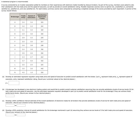 Solved Survey Results Follows Execution And Y Represent