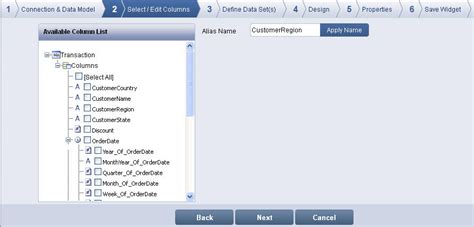 Chart Select Edit Columns