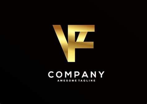 골드 컬러 로고 템플릿이 있는 고급 문자 V 및 F 무료 벡터