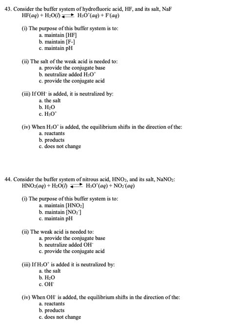 Solved Consider The Buffer System Of Hydrofluoric Acid Chegg