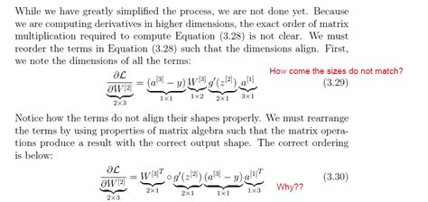 Linear Algebra Neural Network Backpropagation Derivation From Notes